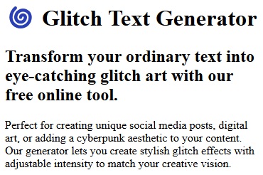 Glitch Text Generator – Create Zalgo-Style Corrupted Text